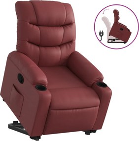 Zvedací polohovací křeslo vínové umělá kůže 3206603