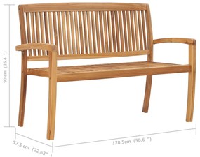 Stohovatelná zahradní lavice s poduškou 128,5 cm masivní teak,  3063281