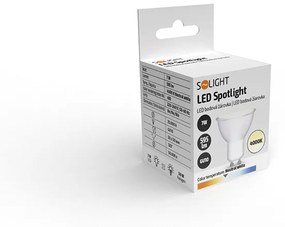 SOLIGHT LED žárovka bodová PAR16 7W, GU10, 4000K, 595lm, studená bílá