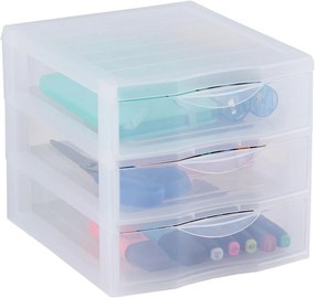 SUNDIS Úložný box se 3 zásuvkami, transparentní, ORGAMIX A4