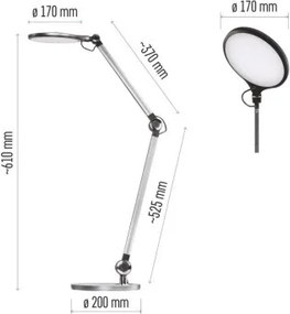 Stolní LED lampa Karen s bezdrátovým nabíjením černá