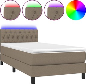 Box spring postel s matrací a LED taupe 100x200 cm textil 3133377