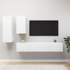 4dílný set TV skříněk bílý kompozitní dřevo 3078732