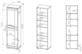 Vitrína BLINCO BL02 Sněžná borovice / MDF New Grey VÝPRODEJ