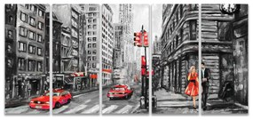 Malvis ® Obraz reprodukce New York červený Velikost: pětidílný obdélník - 100x45 cm