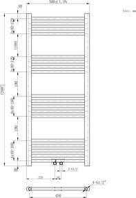 Gamma Simple, topné těleso 500x1200 mm, 487 W, zlatá matná, GMA-SIMP-50120-BGD