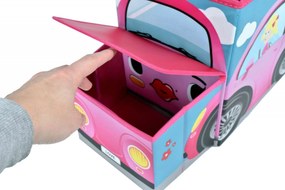 Skládací taburet / koš na hračky Růžové auto
