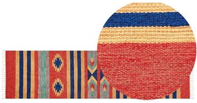 Vlněný kelimový koberec 80 x 300 cm vícebarevný HATIS Beliani