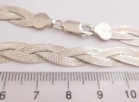 Klenoty Budín Stříbrný pletený gravírovaný masivní náhrdelník - řetízek rhodium 45cm 15,48gr 030898700002