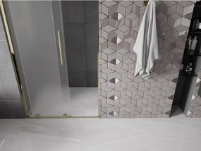 Mexen Velar, posuvné sprchové dveře do otvoru 120 cm, 8mm sklo námraza, zlatá lesklá, 871-120-000-31-50