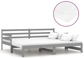 vidaXL Marketos Výsuvná denní postel 2 × (90x200 cm) šedá masivní borové dřevo