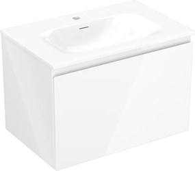 Mexen Orio, koupelnová skříňka 70 cm s umyvadlem Vela, 1 zásuvka, bílá lesklá, 91A10-07047-1-BF00-W23M00