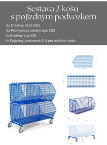 FEROPLAST spol. s.r.o Průmyslový úložný koš KS4, kompletní set 2 košů na kolečkách