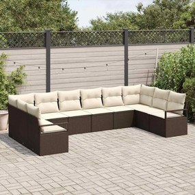 Set pohovek 10 ks Hnědá polyratan 3346558