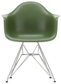 Eames Plastic Armchair DAR chrom lesní zelená bílé na koberec Vitra