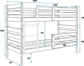 SMB Dětská patrová postel ELON, 190x90 cm Příplatkové varianty: Se šuplíkem