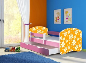 Dětská postel - Oranžová sedmikráska 2 180x80 cm + šuplík růžová