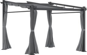 Pergola s terasovou střechou Outsunny, přibližně 3x3m, kryt terasy, zahradní pavilon, hliníková konstrukce, montáž na stěnu, pergola se skládací střec