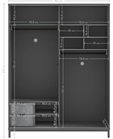 Čilek Studentská skříň s posuvnými dveřmi Space Grey