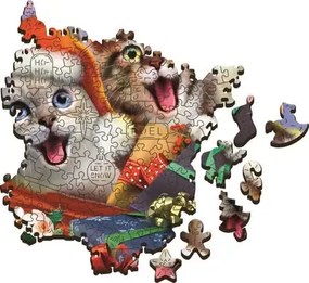 Trefl Wood Craft Origin - Puzzle - Vánoční Kočky / 501 dílků / 37.5 x
