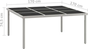 Zahradní jídelní stůl 170 x 170 x 74,5 cm sklo a ocel 313084