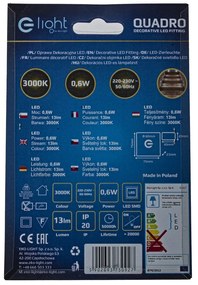Schodišťové LED svítidlo Quadro, 1x LED 0,6w, 3000k, s