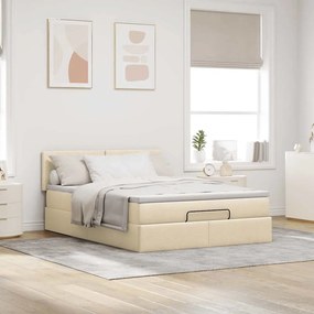 Osmanský postel s matrací krémová 140x190 cm textil 3311378