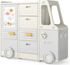 Costway Police na hračky dětská police do auta ve tvaru autobusu s bílou tabulí