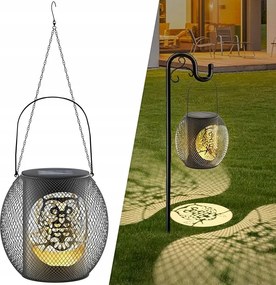 Solární Lampa Černá Venkovní IP65 Voděodolná Kovová Závěsná Ozdoba