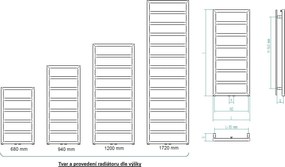 Hopa Hope Perth koupelnový radiátor 600 x 1720 mm středové připojení bílá RADPER601735SP