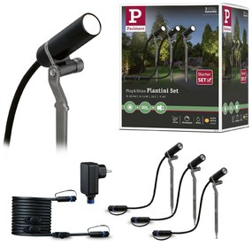 Paulmann 94154 Plug&Shine Plantini, základní set zahradních reflektorů 3x2,5W LED 3000K stmívatelné, IP65
