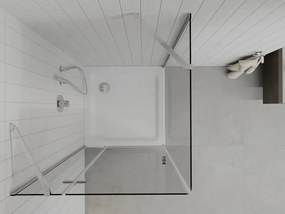 Mexen Roma sprchový kout 90 x 90 cm, 6mm sklo, chromový profil-čiré sklo + slim sprchová vanička 5cm, 854-090-090-01-00-4010