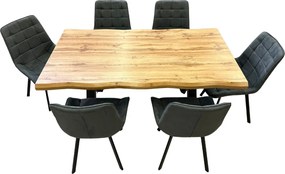 Vikio Jídelní set pro 6 osob 140x90 cm dub, šedá samet VJS114-61S-S