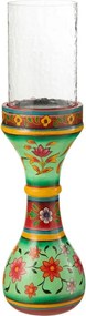 Dřevěný barevný kulatý svícen Mumbai mango wood - Ø 13*46 cm