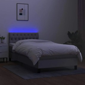 Box spring postel s matrací a LED světle šedá 90x190 cm textil 3133357
