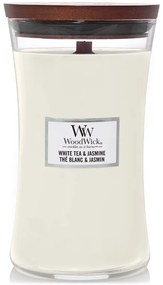 WoodWick – svíčka White Tea & Jasmine (Bílý čaj a jasmín) Velikost: malá 85 g