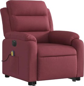 Elektrické zvedací masážní polohovací křeslo vínové textil 3205019