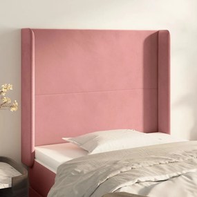 Čelo postele typu ušák růžové 83x16x118/128 cm samet 3119335