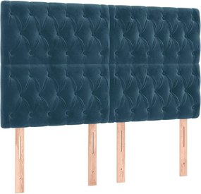 Box spring postel s matrací a LED tmavě modrá 140x190 cm samet 3136303
