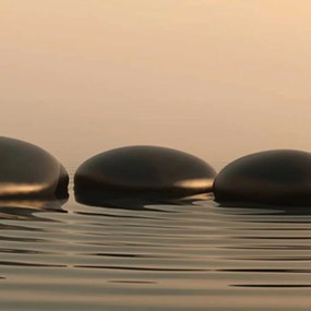 Ozdobný paraván Zenové kameny Voda - 180x170 cm, pětidílný, obustranný paraván 360°