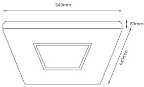 Stropní LED svítidlo Sparky Square, 1x LED 65w, 3000-6000k, w/ch, s ovladačem