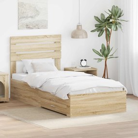 Rám postele Sonoma dub a stříbrná 75 x 190 cm Kompozitní dřevo 3411700