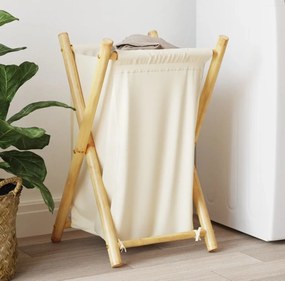 vidaXL Koš na prádlo krémově bílý 41,5 x 36 x 63,5 cm bambus [368034]