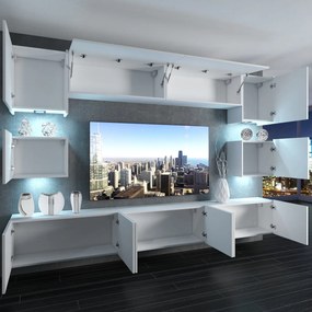 Obývací stěna Belini Premium Full Version  šedý antracit Glamour Wood+ LED osvětlení Nexum 49  NEX 3/0/W/GW1/0/0/PP