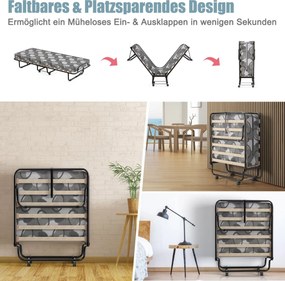 Costway Skládací postel s matrací přenosná a pro hosty šedá made in Italy Původ