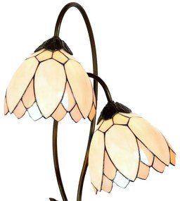 Stolní lampa Tiffany Annabel béžovo hnědá ve tvaru květin – 33x61 cm