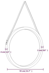 Nástěnné zrcadlo s popruhem zlaté Ø 55 cm - Default Title