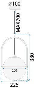 Toolight Moderní závěsné osvětlení Ball 1 APP1674-1CP zlatá/bílá