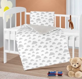 Bellatex Peřinka a polštářek pro kojence 75x100 cm , 42x32 cm Mráček šedá, bílá