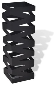 Černý hranatý stojan na deštníky a vycházkové hole, ocelový, 48,5 cm 242469